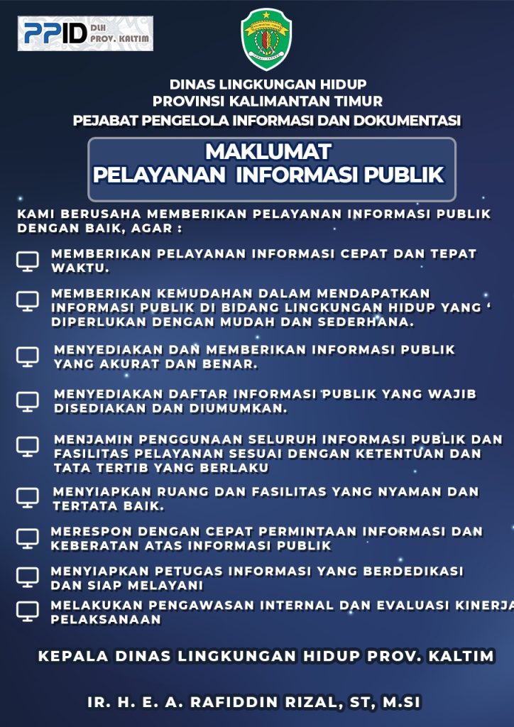 Maklumat PPID – Dinas Lingkungan Hidup Provinsi Kalimantan Timur